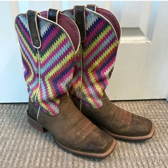 Ariat | Shoes | Ariat Multicolor Aztec Western Leather Cowboy Boots ...